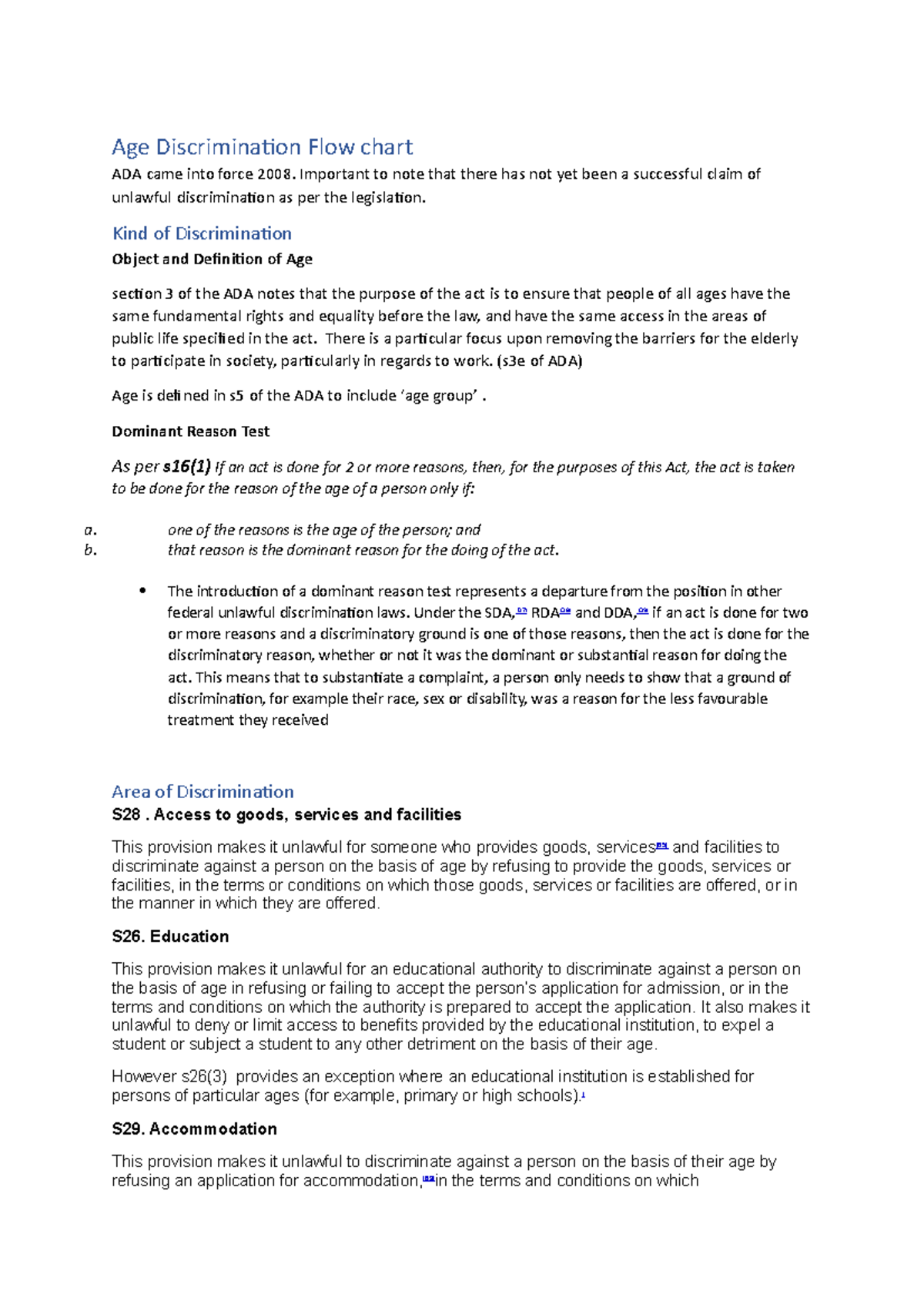 Age Discrimination Flow chart - Important to note that there has not ...