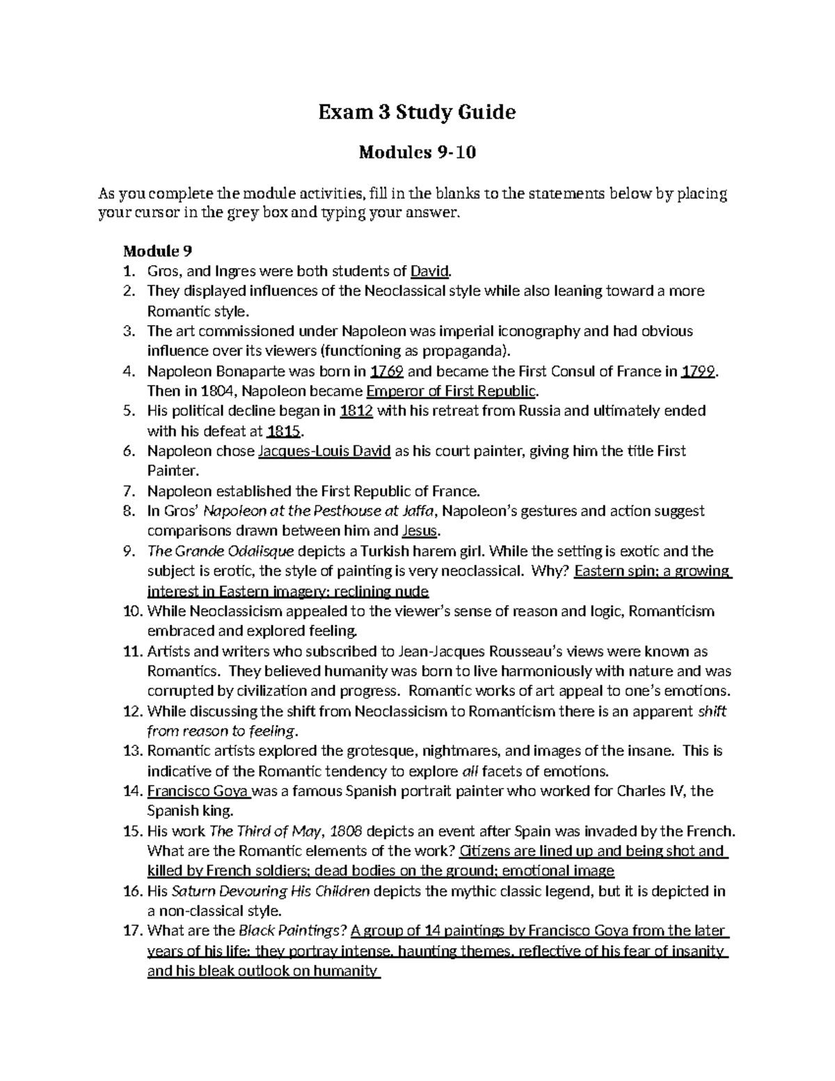 Exam 3 Study Guide-Tucker - Exam 3 Study Guide Modules 9- As you complete the module activities ...