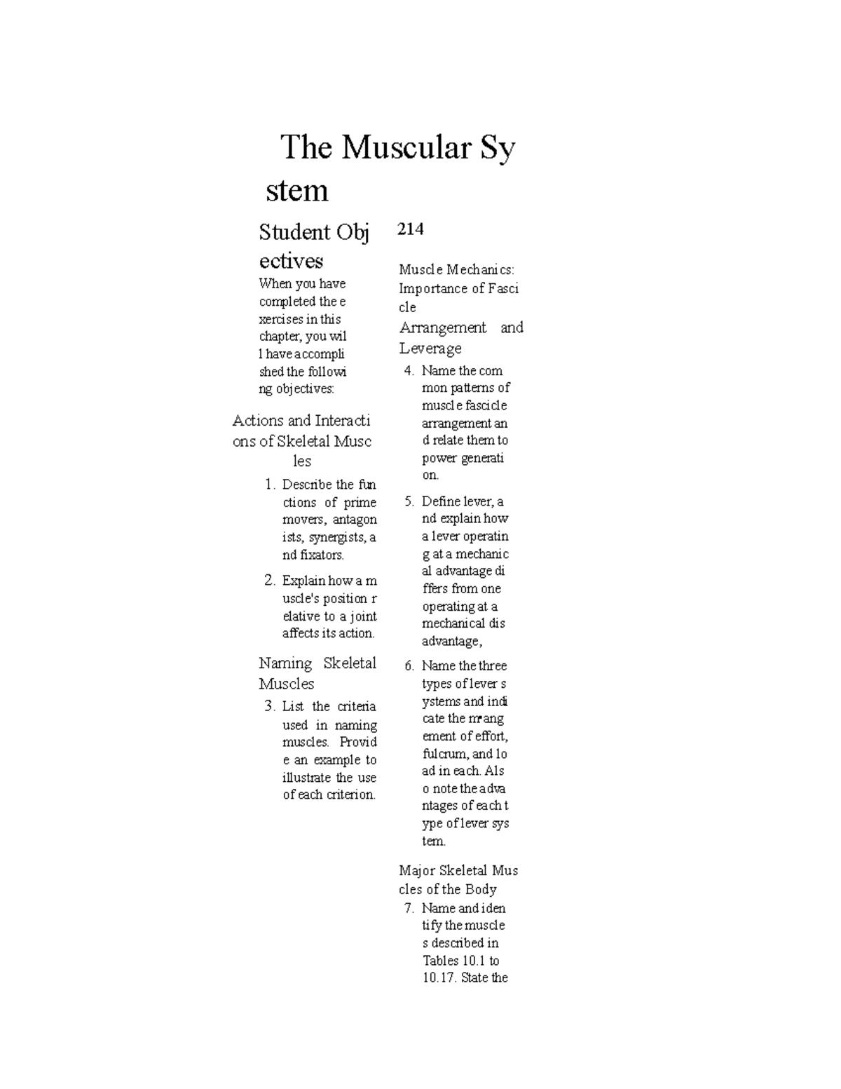 Chapter 10 Muscles 3-17-16 word Finished - The Muscular Sy stem Student ...