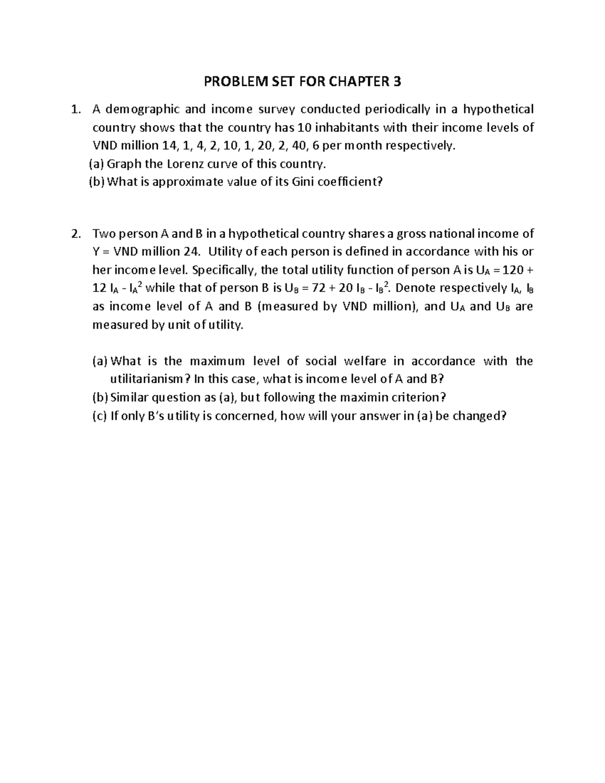 Problem set. Chapter 03 - PROBLEM SET FOR CHAPTER 3 A demographic and ...