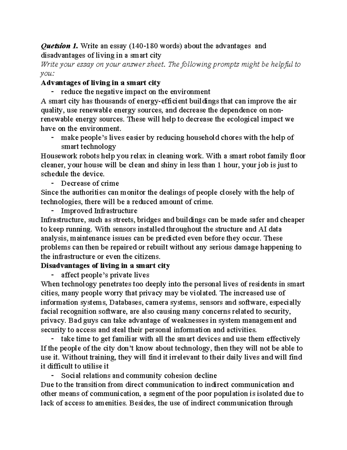 CÁC ĐỀ LUYỆN VIẾT - 1st MID-TERM - Quetsion 1. Write an essay (140-180 ...