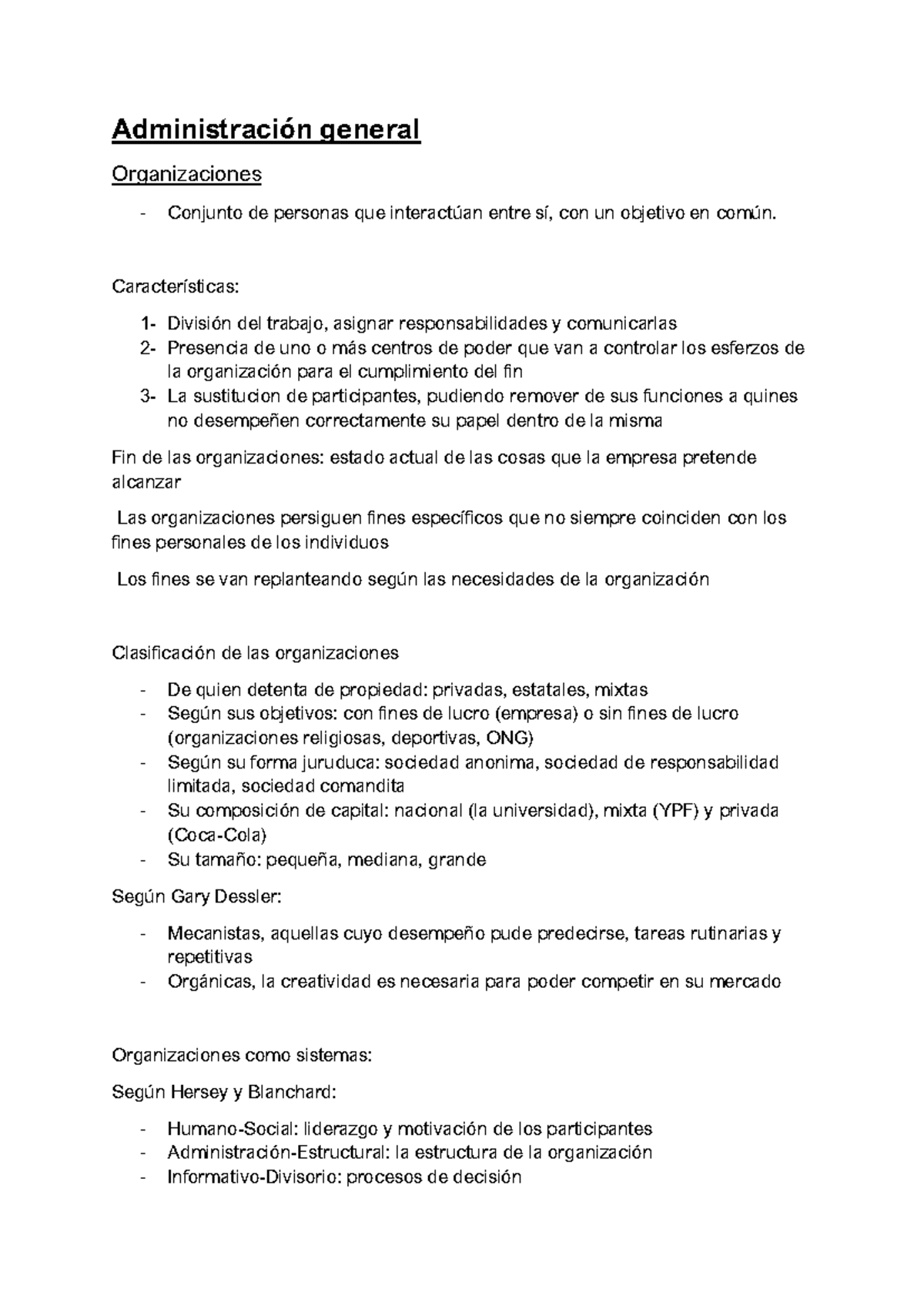 Administración general - Administración general Organizaciones Conjunto ...