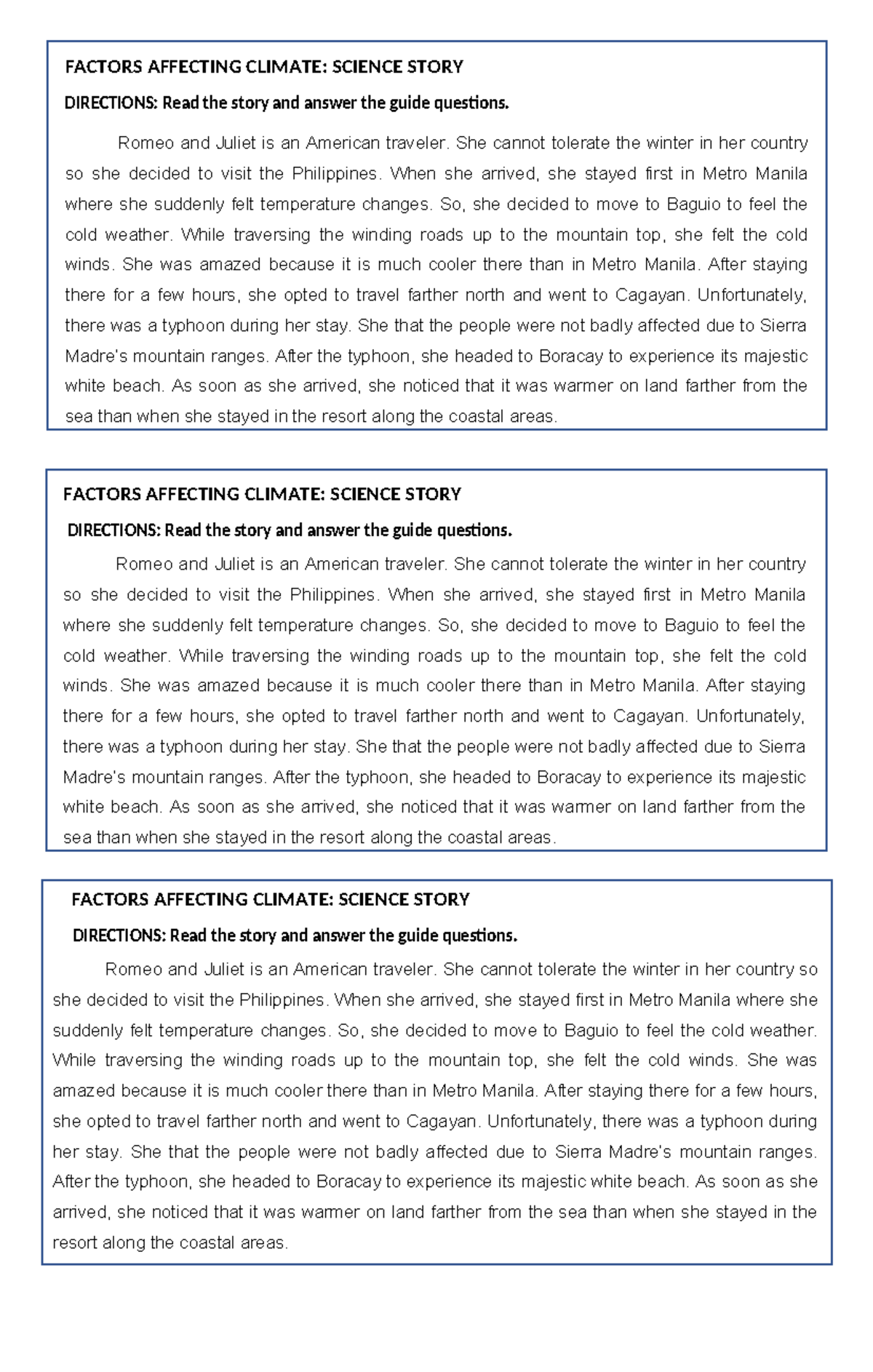 Factors Affecting Climate story - FACTORS AFFECTING CLIMATE: SCIENCE ...