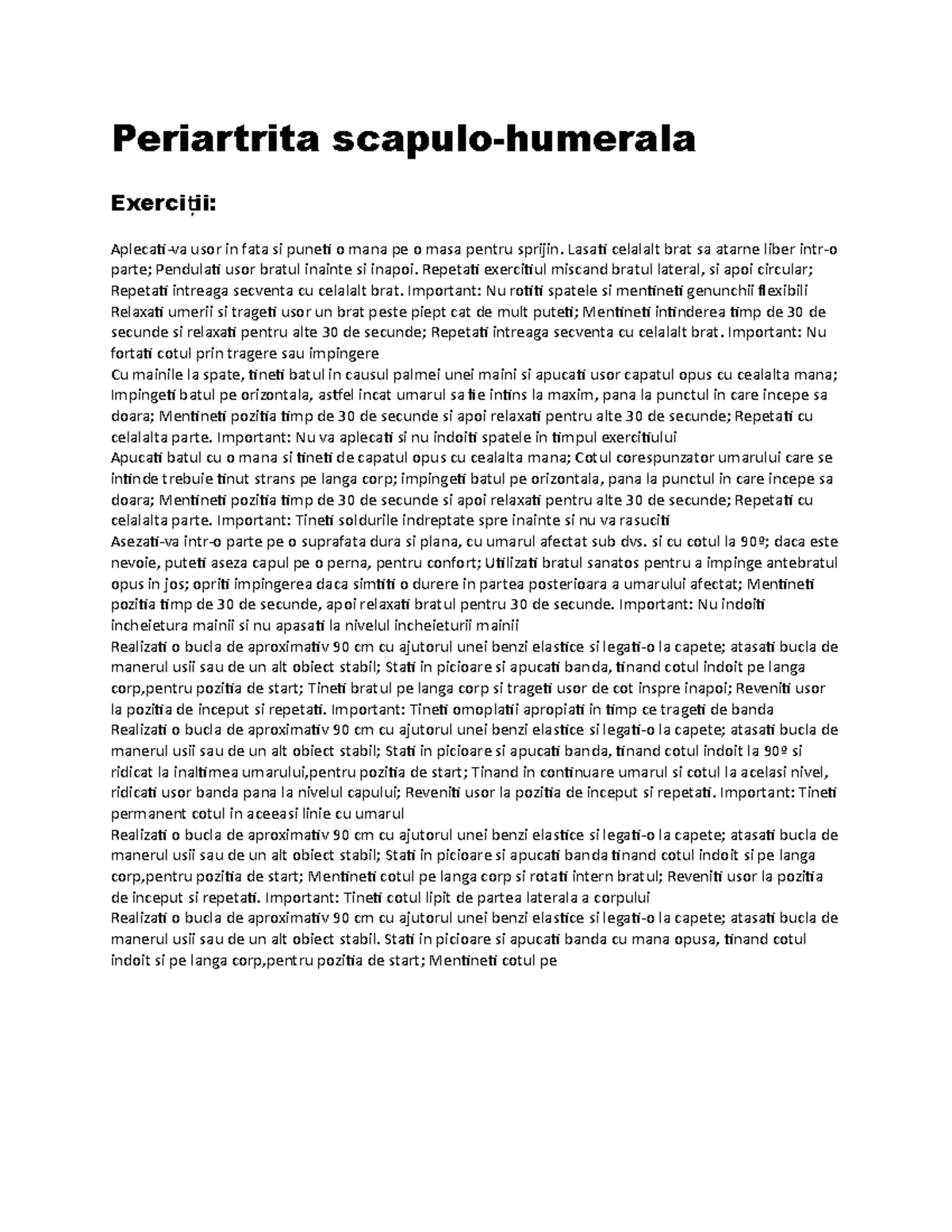 4coloana vertebrala - Periartrita scapulo-humerala Exerci ii:ț Aplecati ...