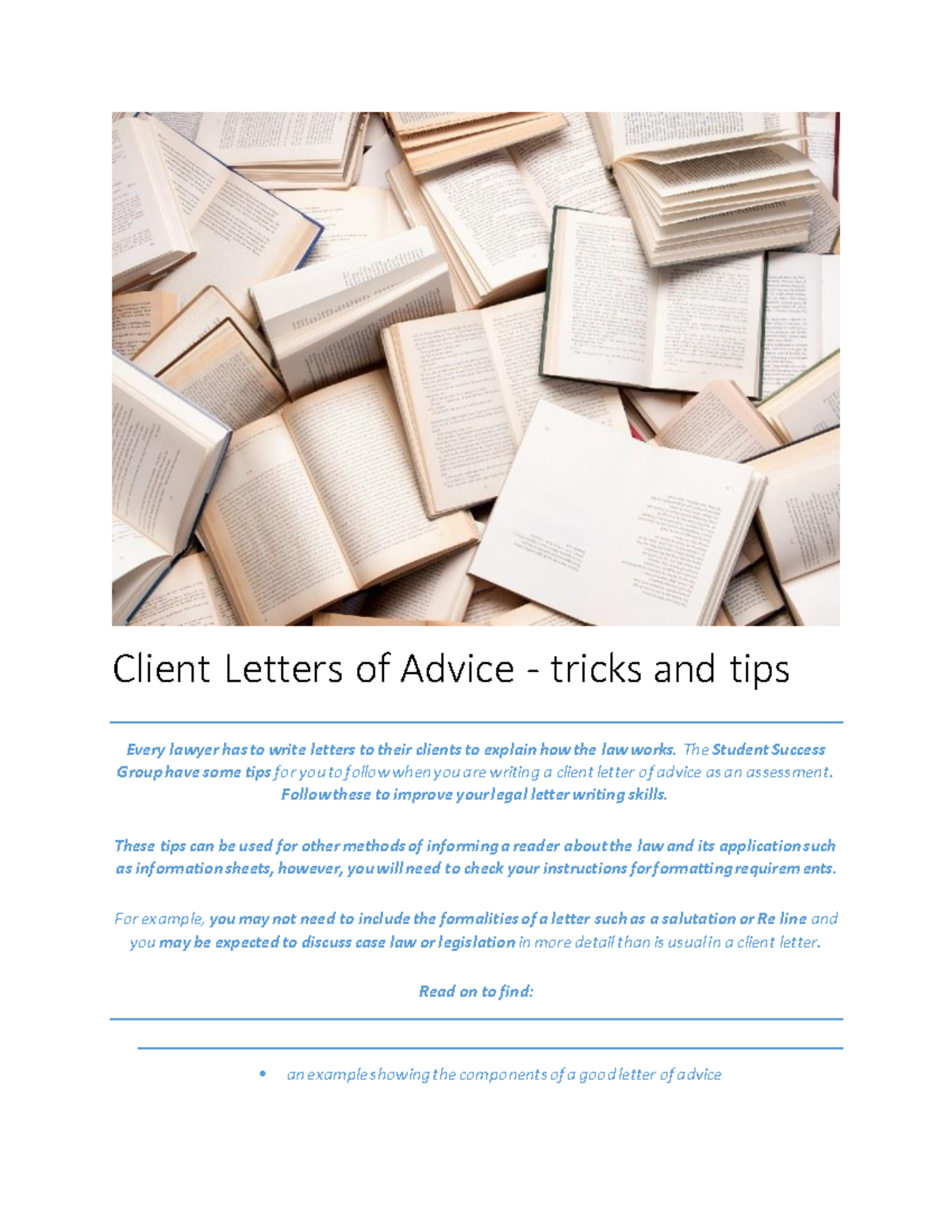 Client Letters of Advice - tricks and tips - The Student Success Group ...