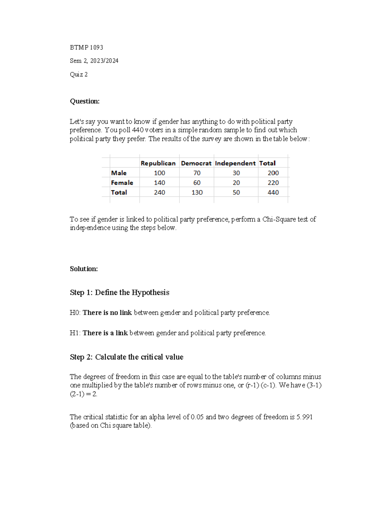 Quiz2 BTMP 1093 - BTMP 1093 Sem 2, 2023/ Quiz 2 Question: Let's say you ...