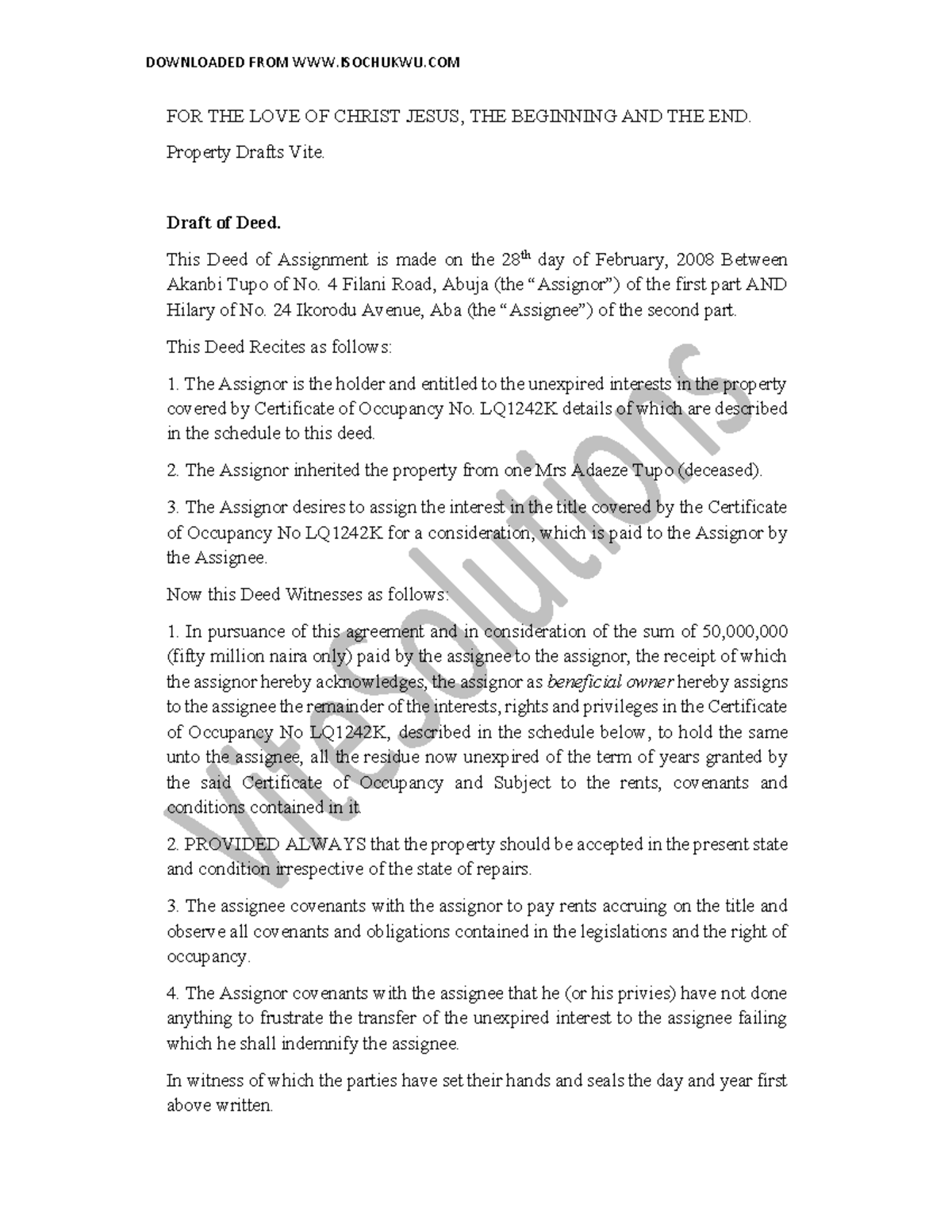 Property LAW Drafts BY Vitesolutions - FOR THE LOVE OF CHRIST JESUS ...