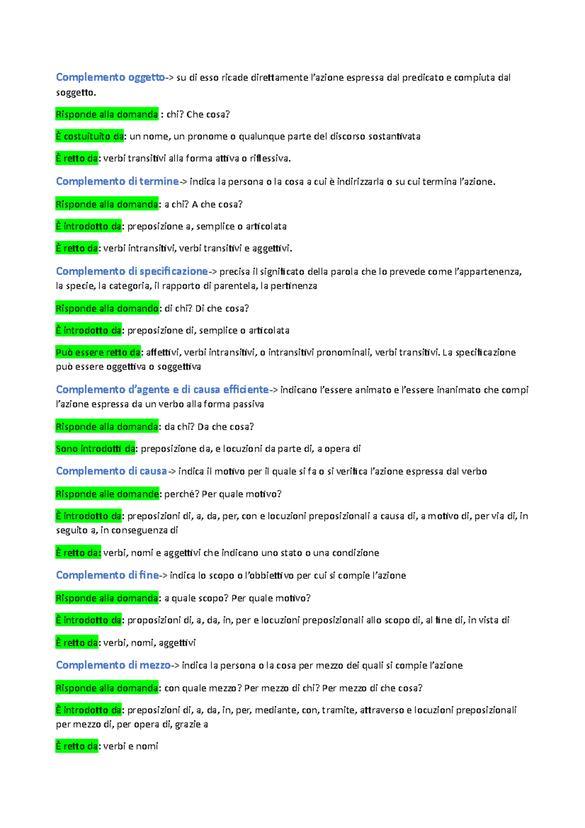 Complementi - Risponde alla domanda : chi? Che cosa? È costuituito da ...