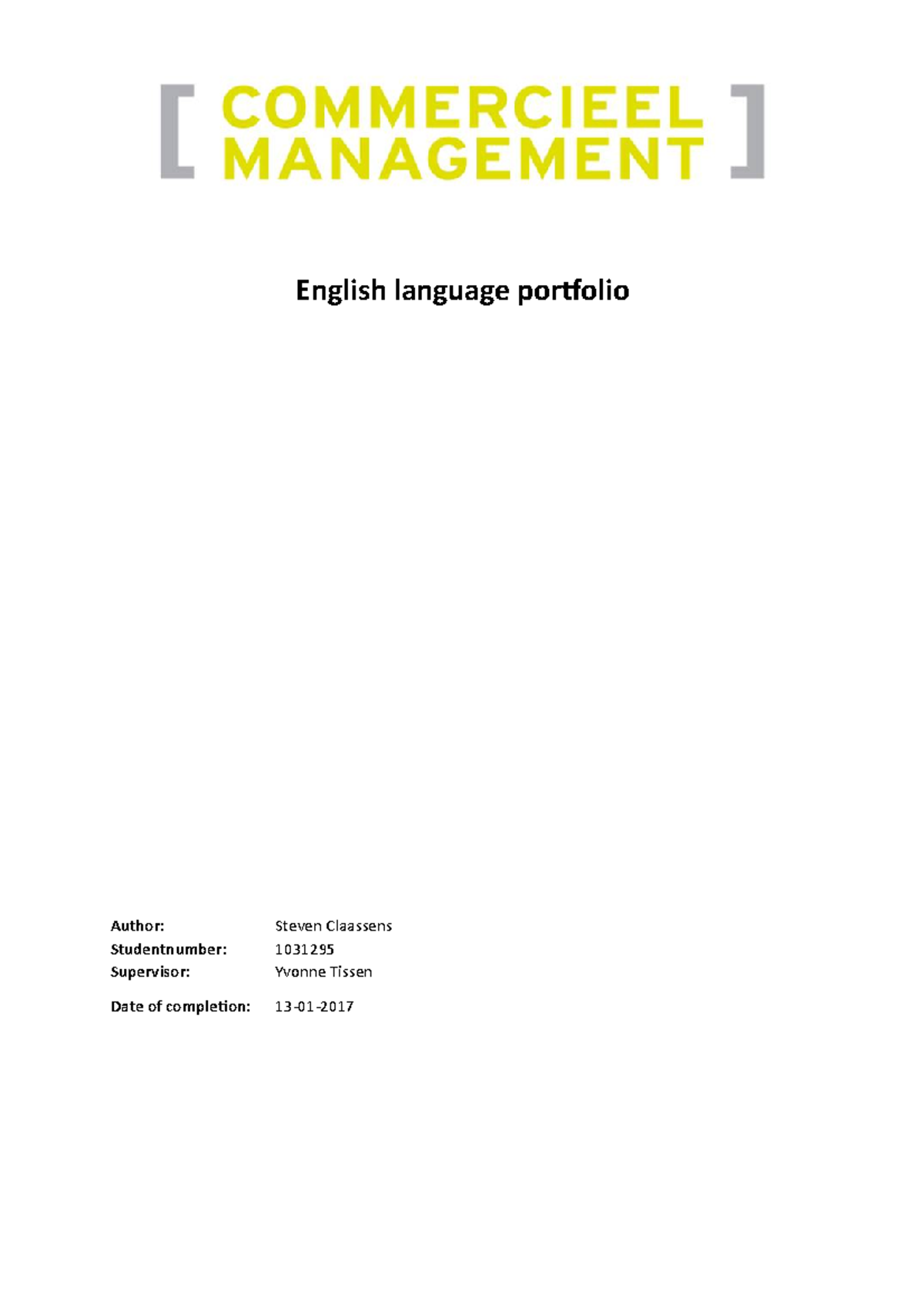 English Portfolio - Grade: 8 - English language portfolio Author ...