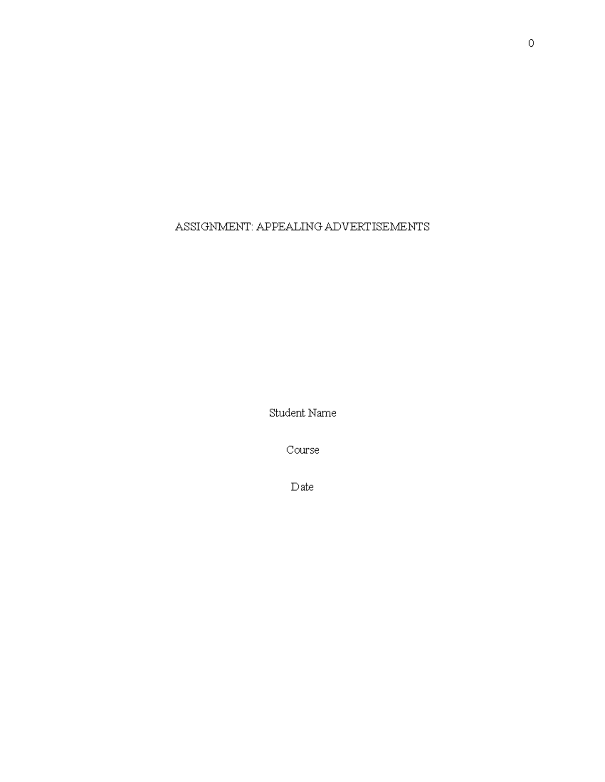 Appealing Advertisements - ASSIGNMENT: APPEALING ADVERTISEMENTS Student ...