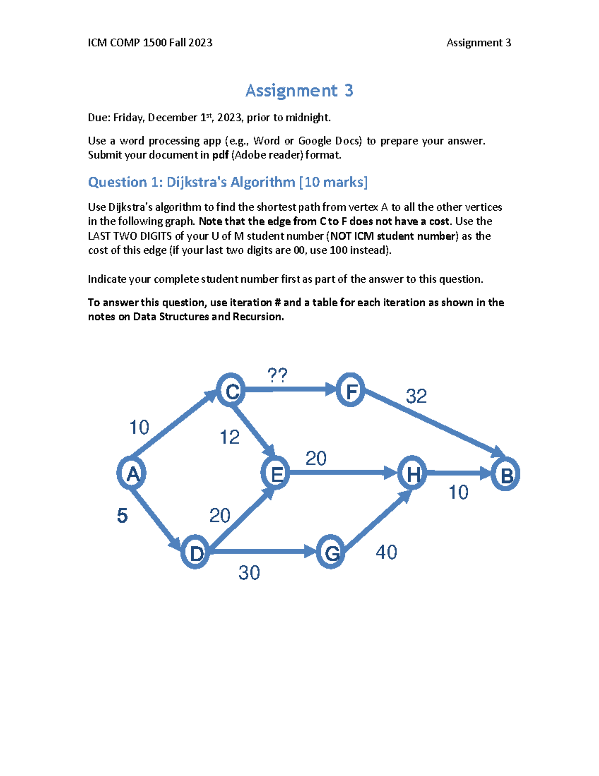 ICM COMP1500 Assignment 3 - ICM COMP 1500 Fall 2023 Assignment 3 ...