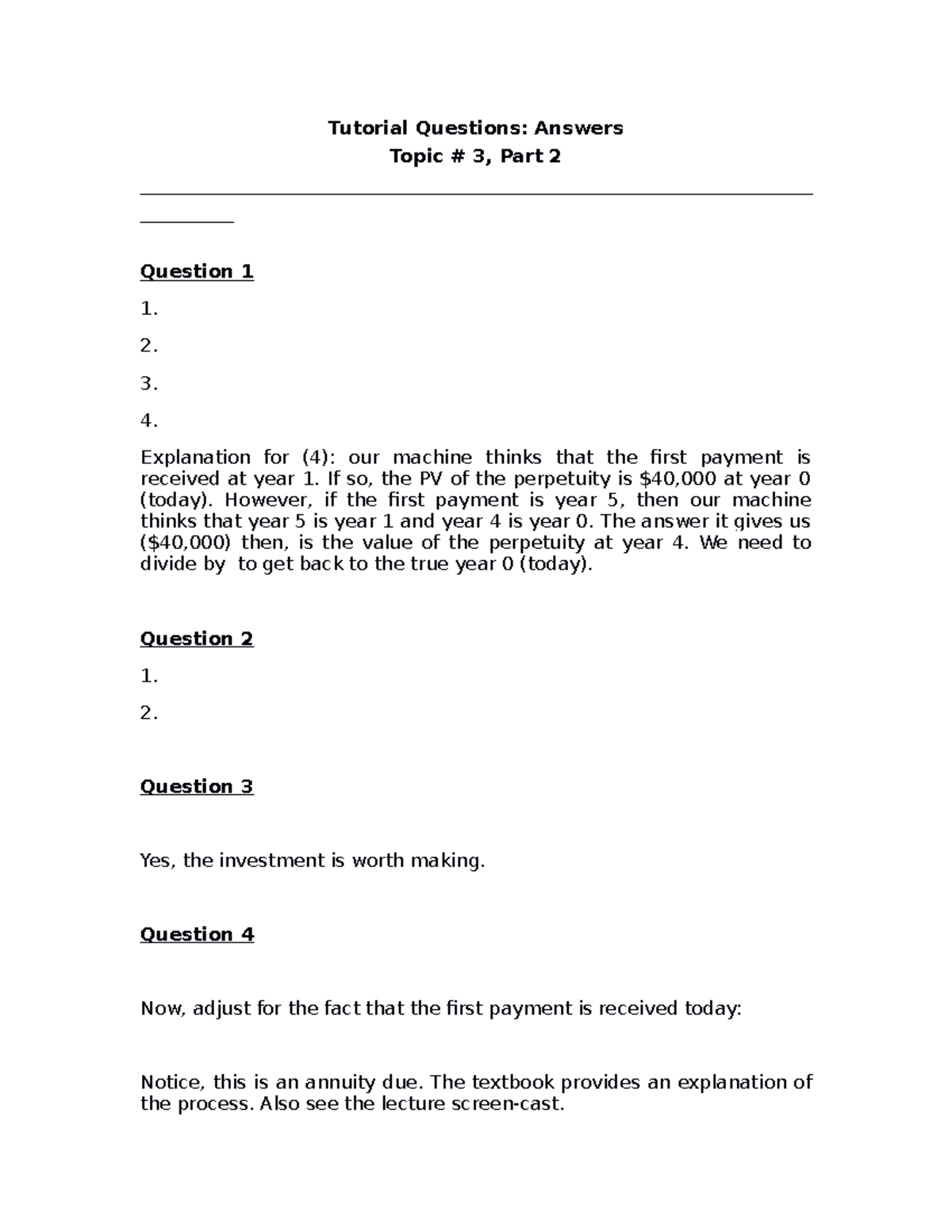 Tutorial Questions Topic 3 Part 2 Answers - Tutorial Questions: Answers Topic # 3, Part 2 ...