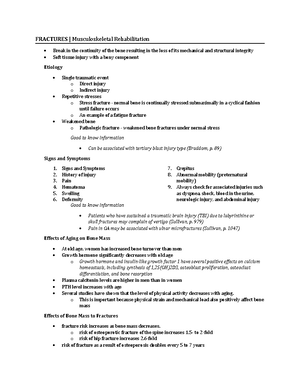 Fracture UE Protocols Notes - Physical Therapy - Studocu
