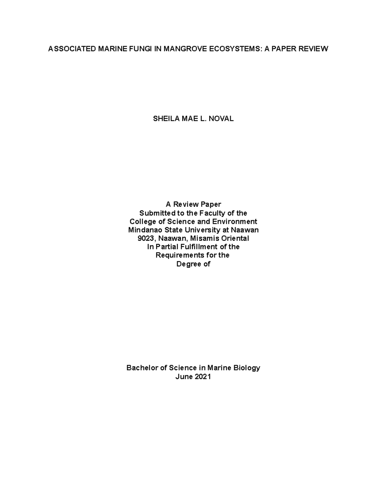 Noval 8th draft with comments - ASSOCIATED MARINE FUNGI IN MANGROVE ...