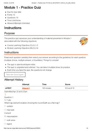 Module 1 - Practice Quiz Physical Geography (GEOG 102 400 S2024)-2 ...