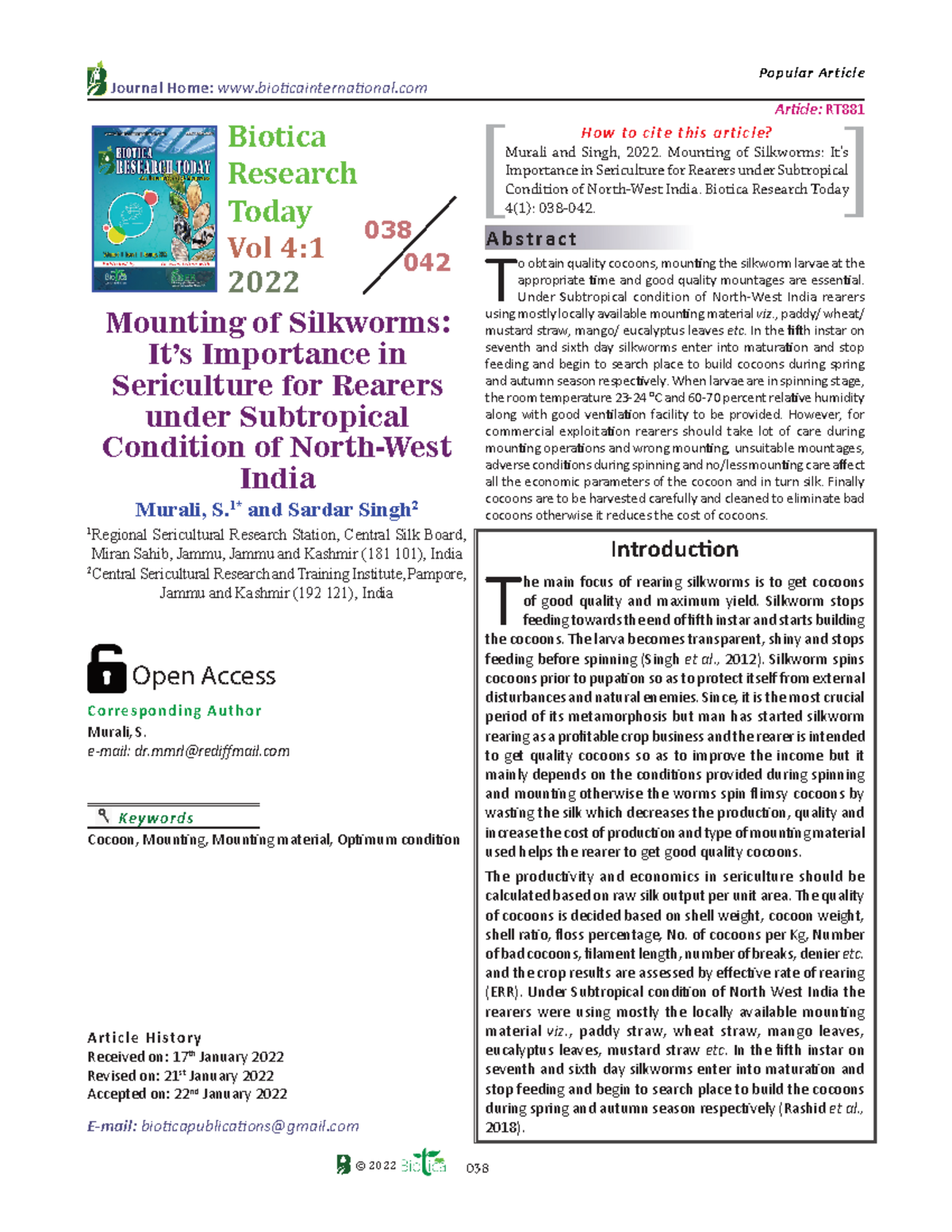 Mounting of Silkworms, It’s Importance in Sericulture for Rearers under ...