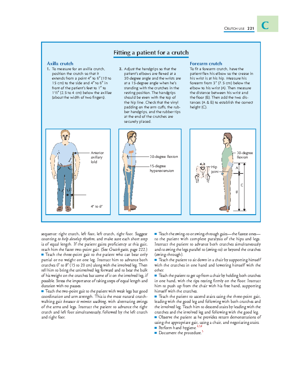 Nursing procedures 23 - CRUTCH USE 221 C Fitting a patient for a crutch ...