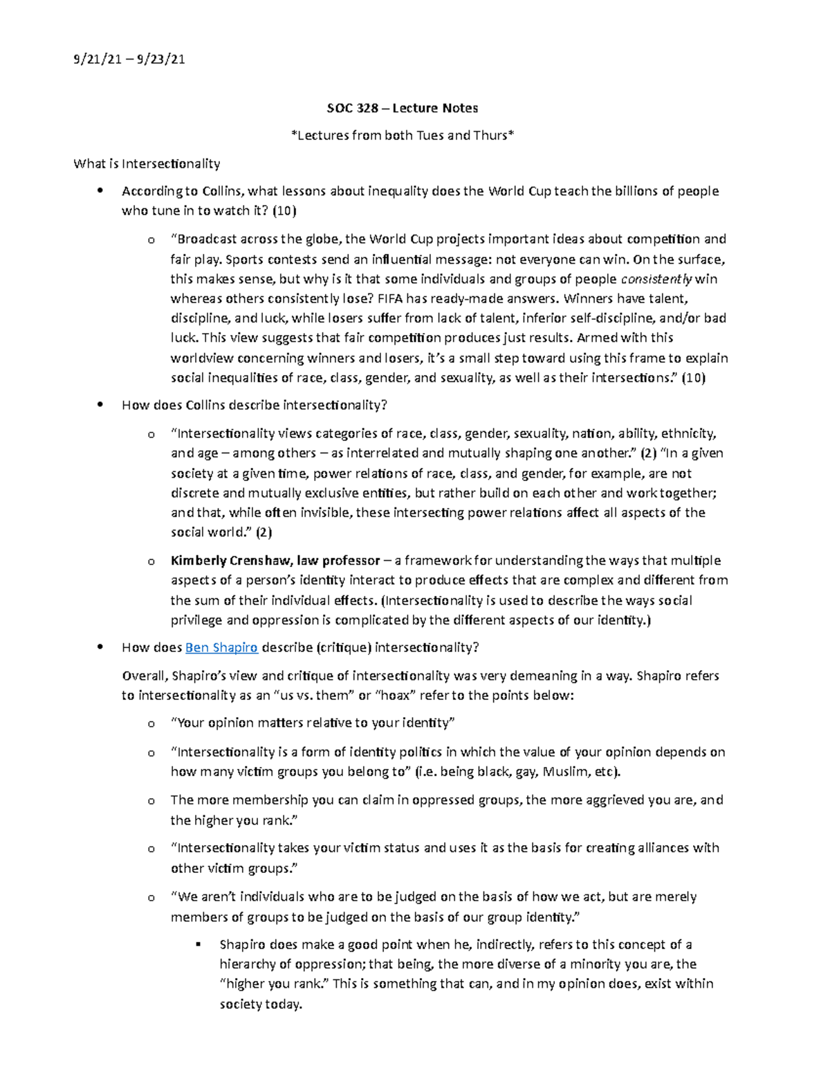 Social Movements Lecture Notes - 9 - SOC 328 – Lecture Notes Lectures ...