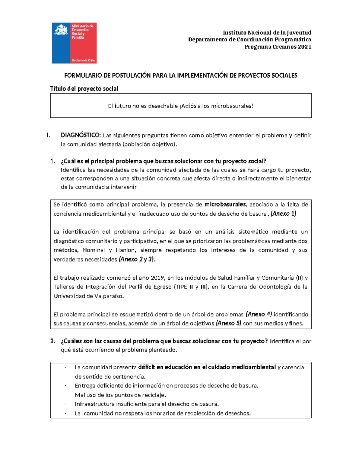 Ejemplo Formulario DE PostulacióN - Departamento de Coordinación ...