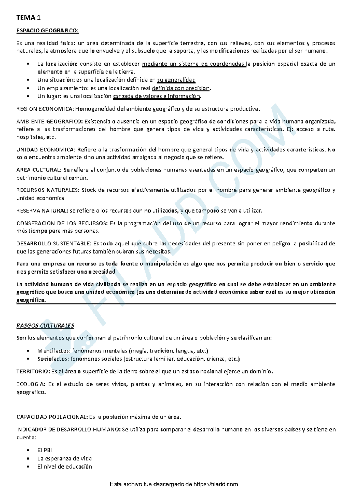 Resumen de Geografia Parcial 1 - TEMA 1 ESPACIO GEOGRAFICO: Es una ...