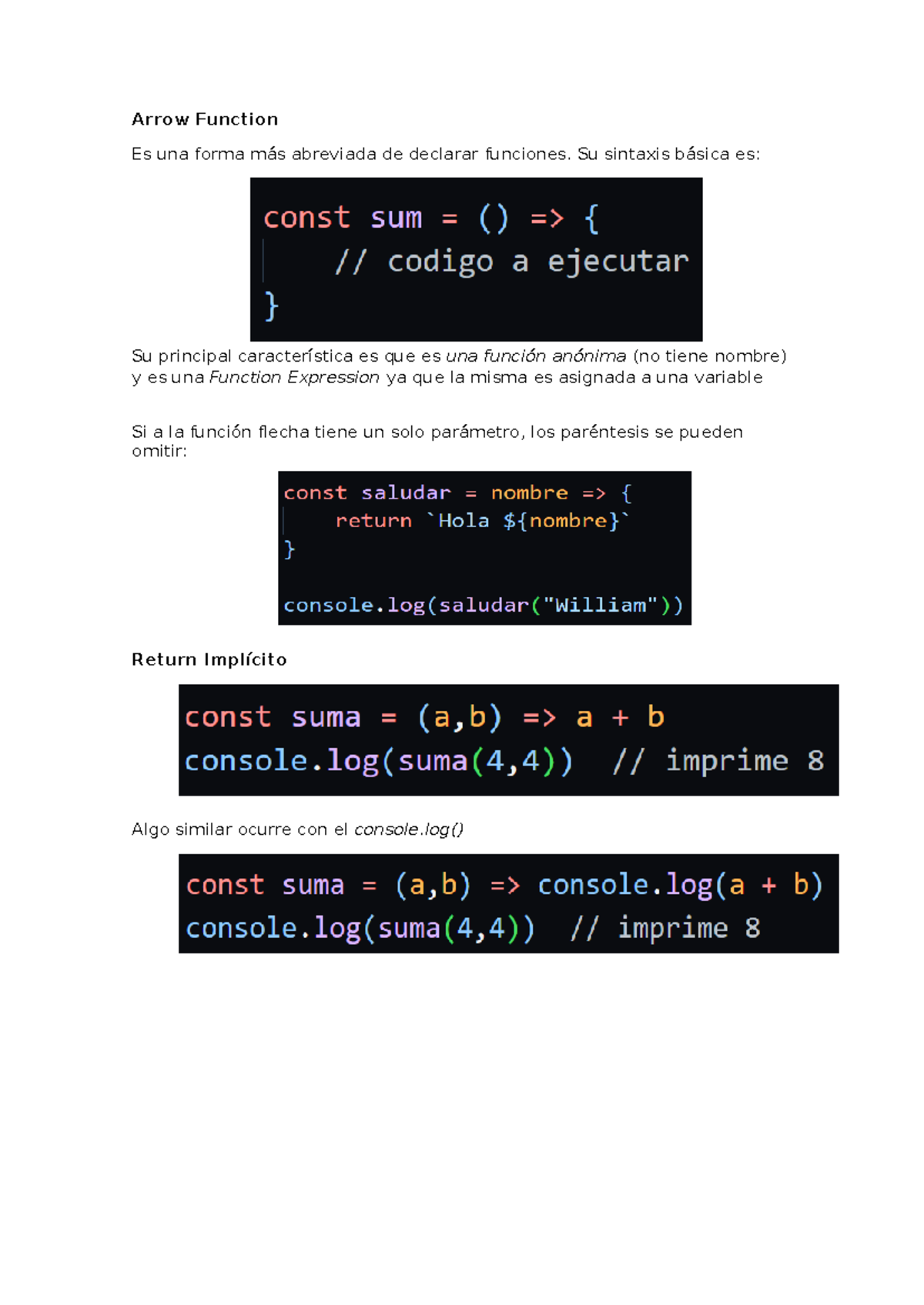 Arrow functions - Algoritmos Y Lógica De Programación - Arrow Function ...