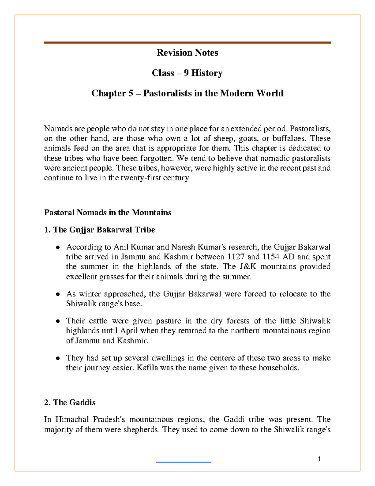 CBSE Class 9 History Chapter 5 Notes - Pastoralists in the Modern World ...