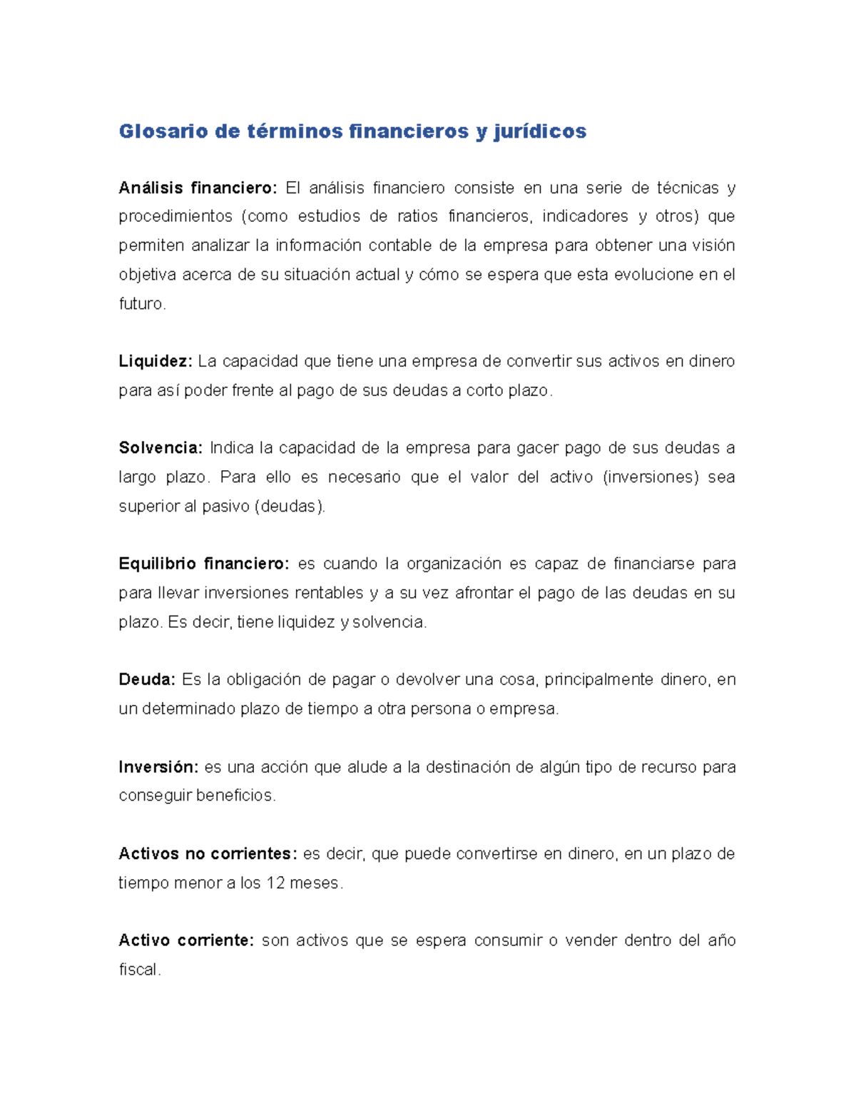 Glosario de términos financieros y jurídicos - Glosario de términos ...