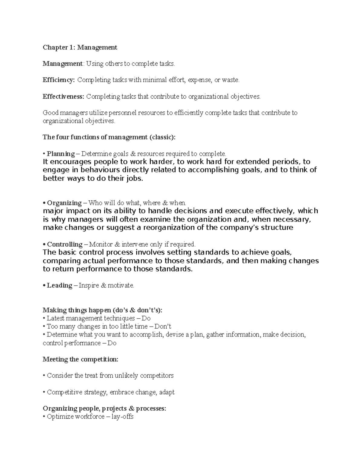 Chapter 1 Lesson 1 - Chapter 1: Management Management: Using others to ...