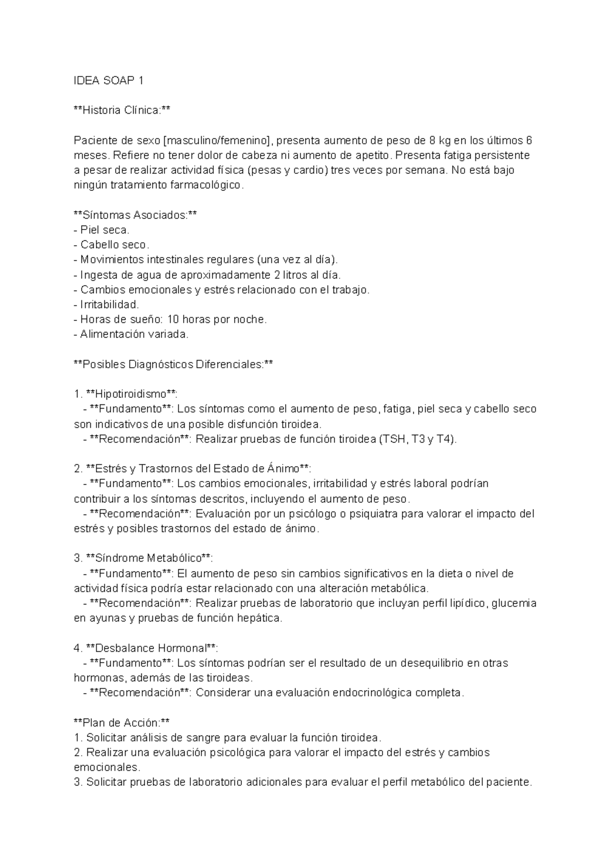 IDEA SOAP 1 - Idea de cómo realizar un SOAP. - IDEA SOAP 1 Historia ...