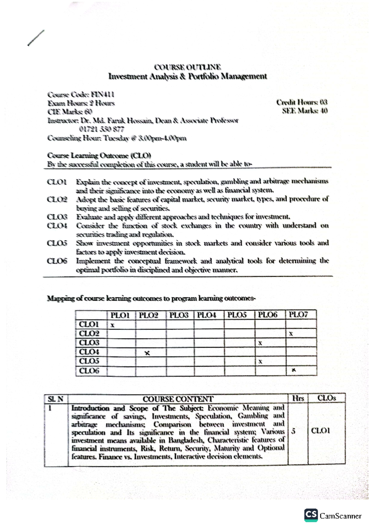 Investment Analysis and Portfolio Management course outline - COURSE ...
