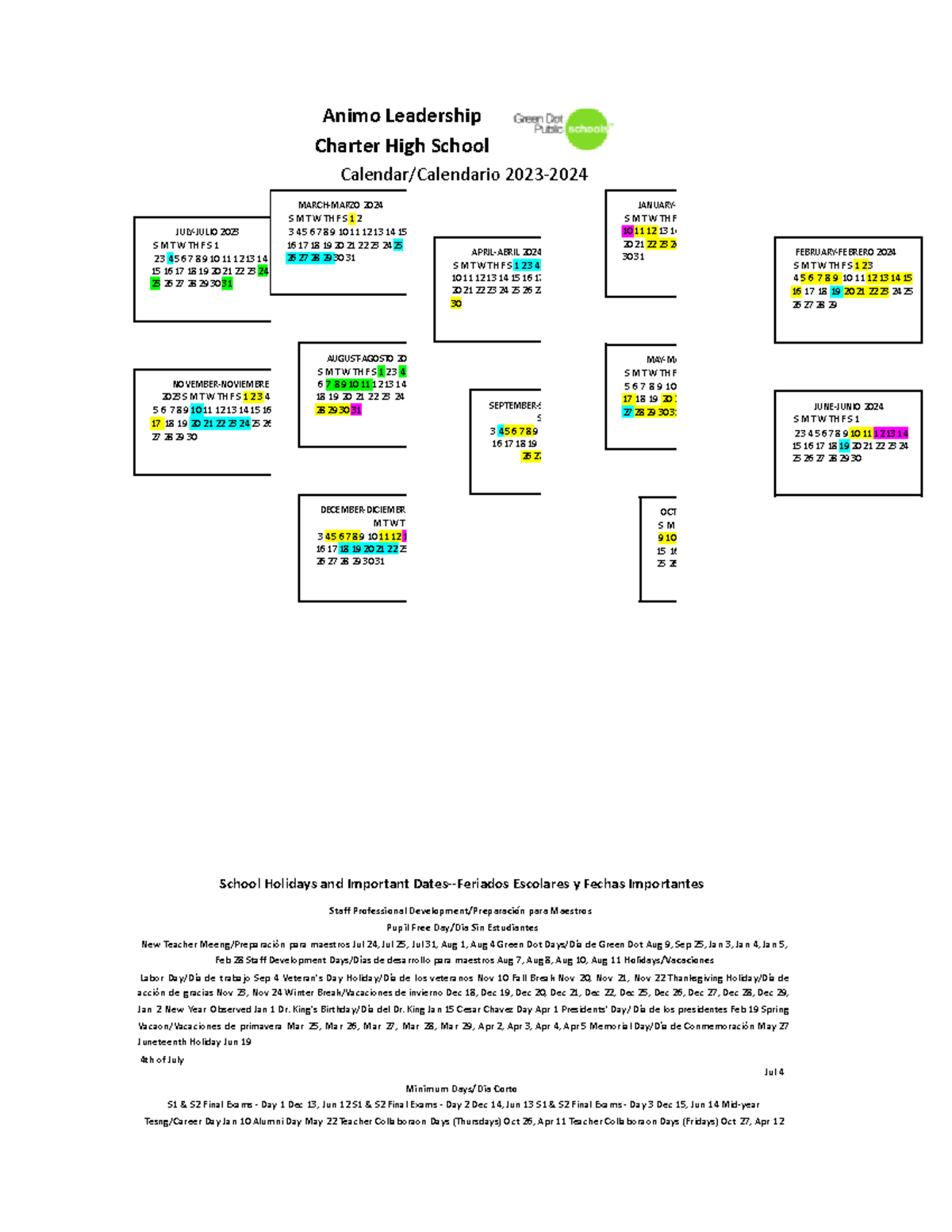 Academic Calendar - Animo Leadership Charter High School Calendar ...
