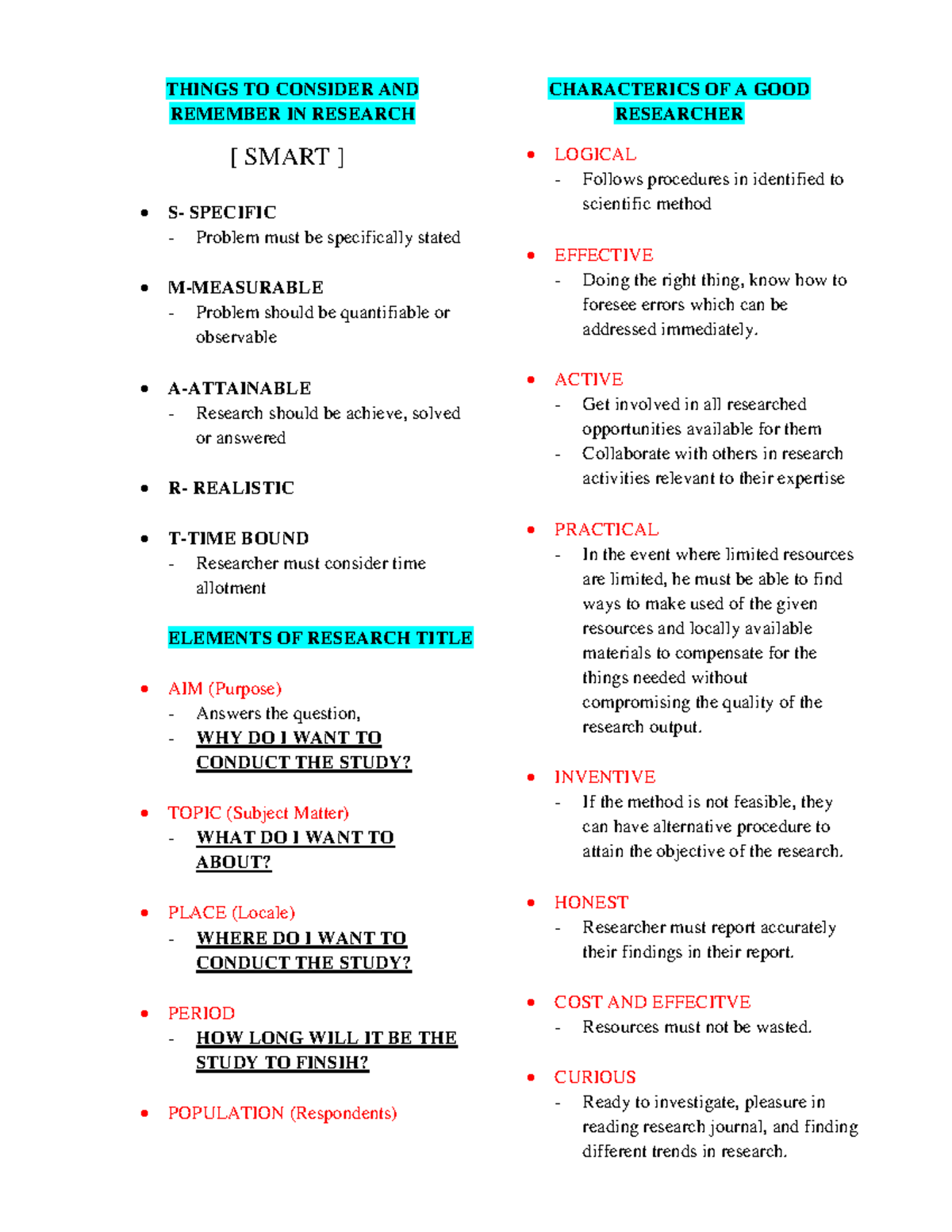 Practical Research Reviewer - THINGS TO CONSIDER AND REMEMBER IN ...