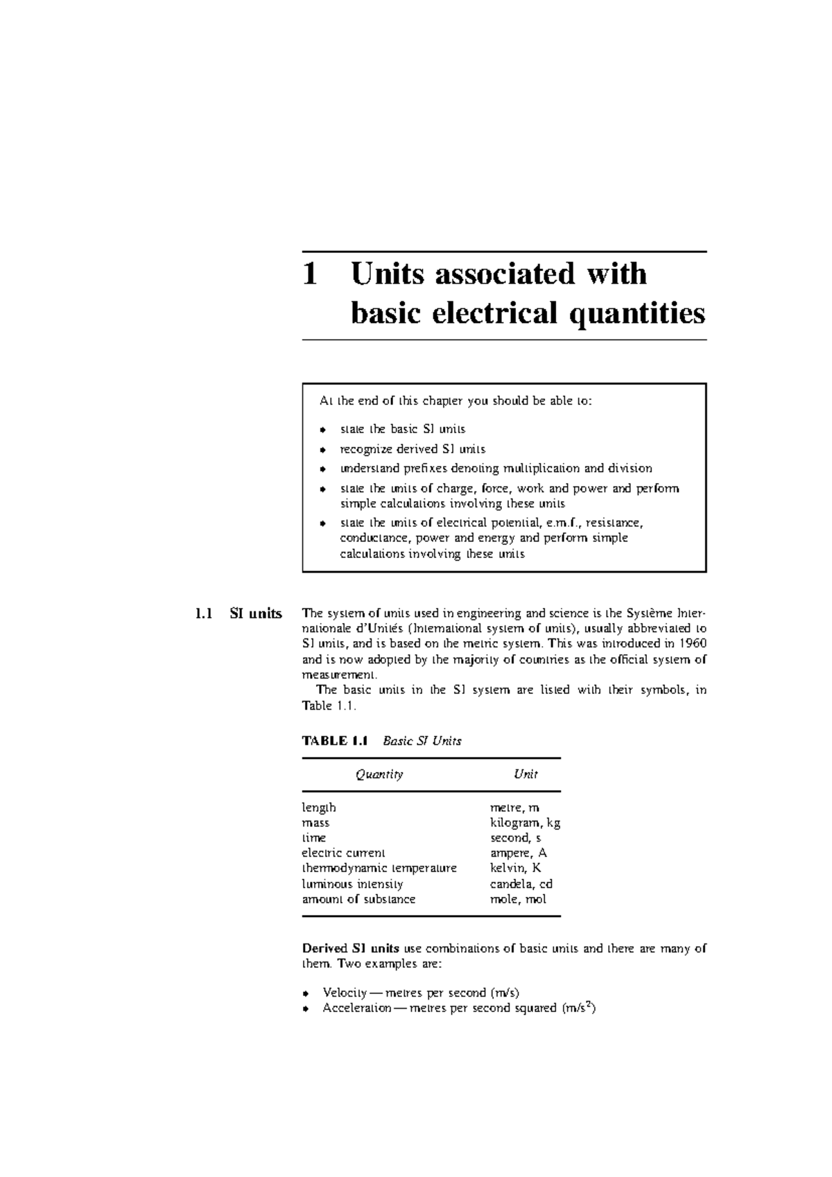 Electrical Science Note1-1 - 1 Units associated with basic electrical ...