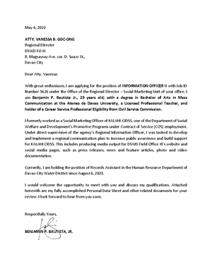 Dole Application-Letter- Bautista - March 14, 2022 ATTY. RANDOLF C ...