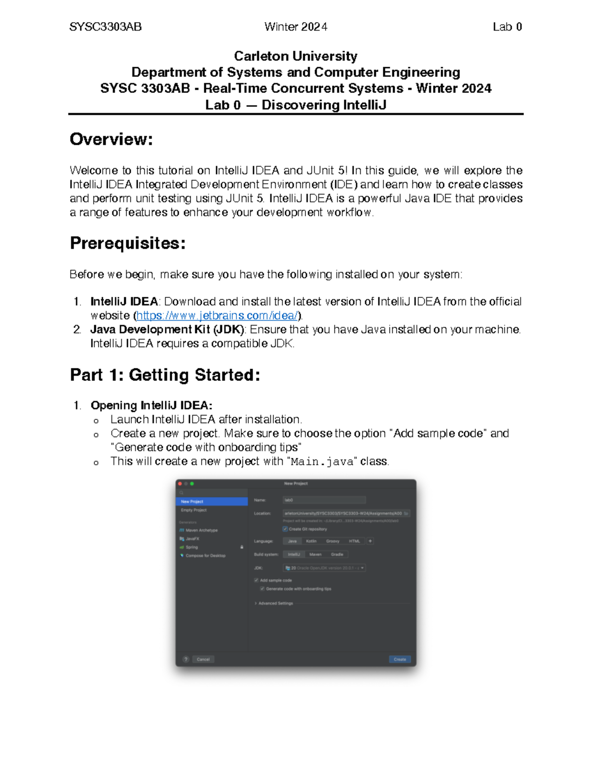SYSC3303A W24 A0 - Assignment 0 - Carleton University Department of Systems and Computer ...