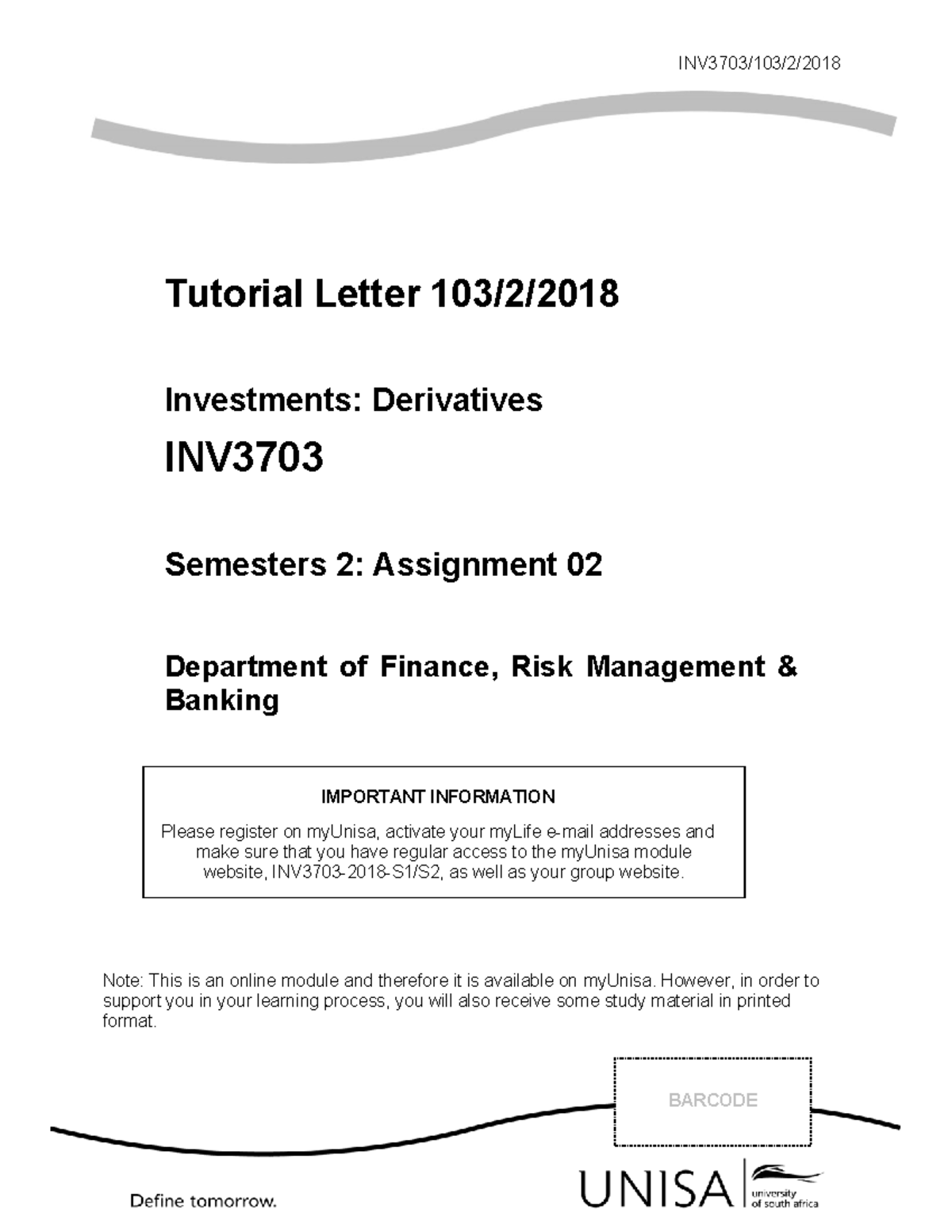 Tutorial Letter 10322018 1 - FAC3762 - Unisa - Studocu