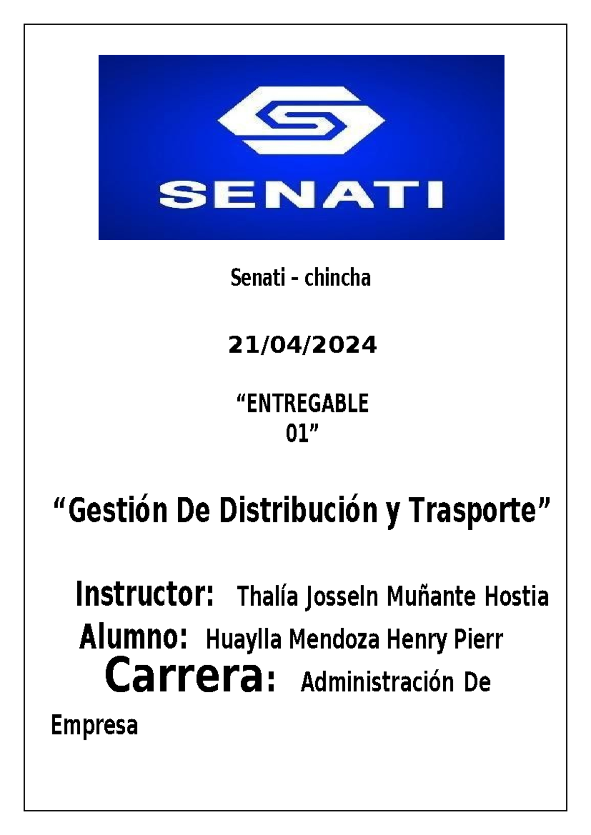 Gestion DE Distribucion Y Trasporte - Senati – chincha 21/04 ...