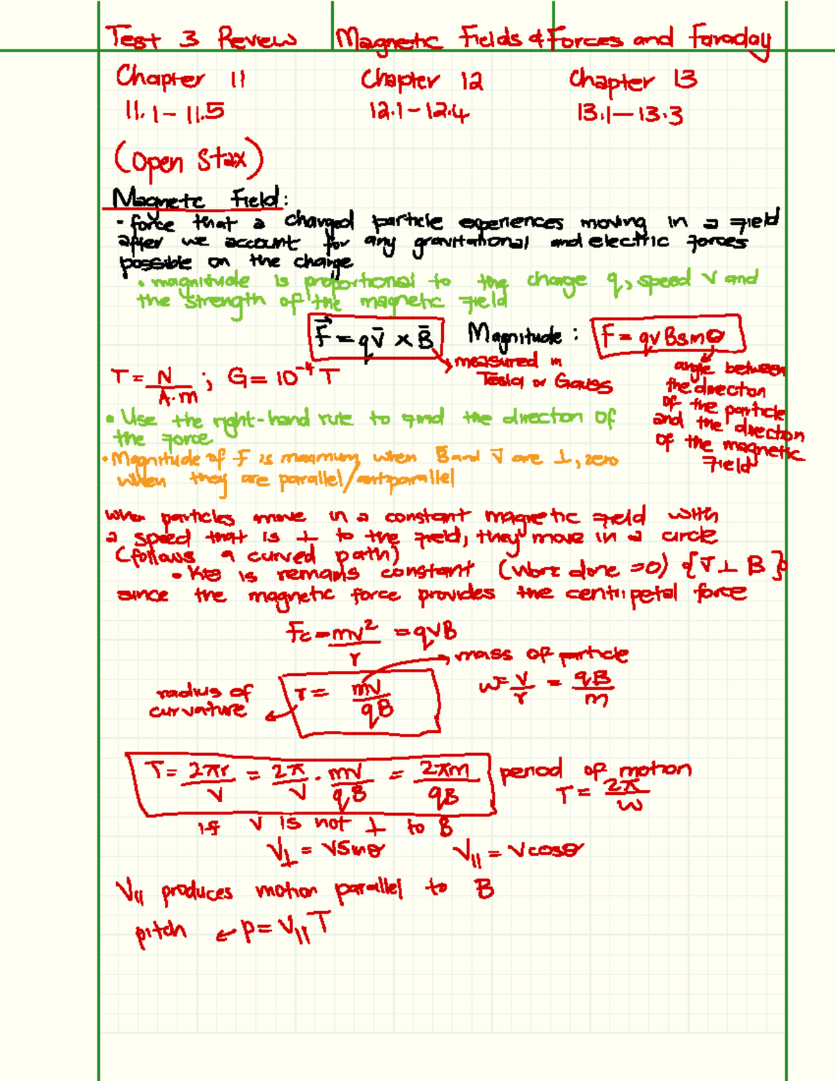 Test 3 Review - Study Guide for Magnetism and Faraday's - Te s t ...
