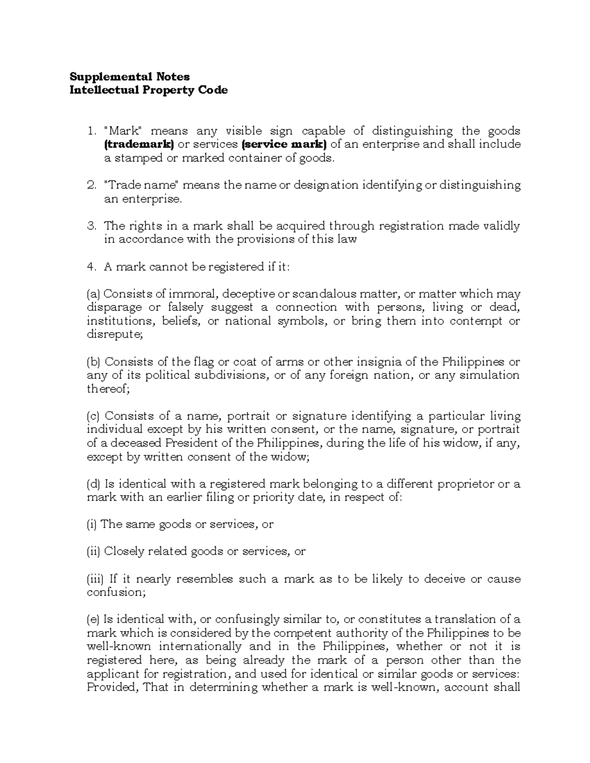 Intellectual Property notes part 3 - Supplemental Notes Intellectual ...