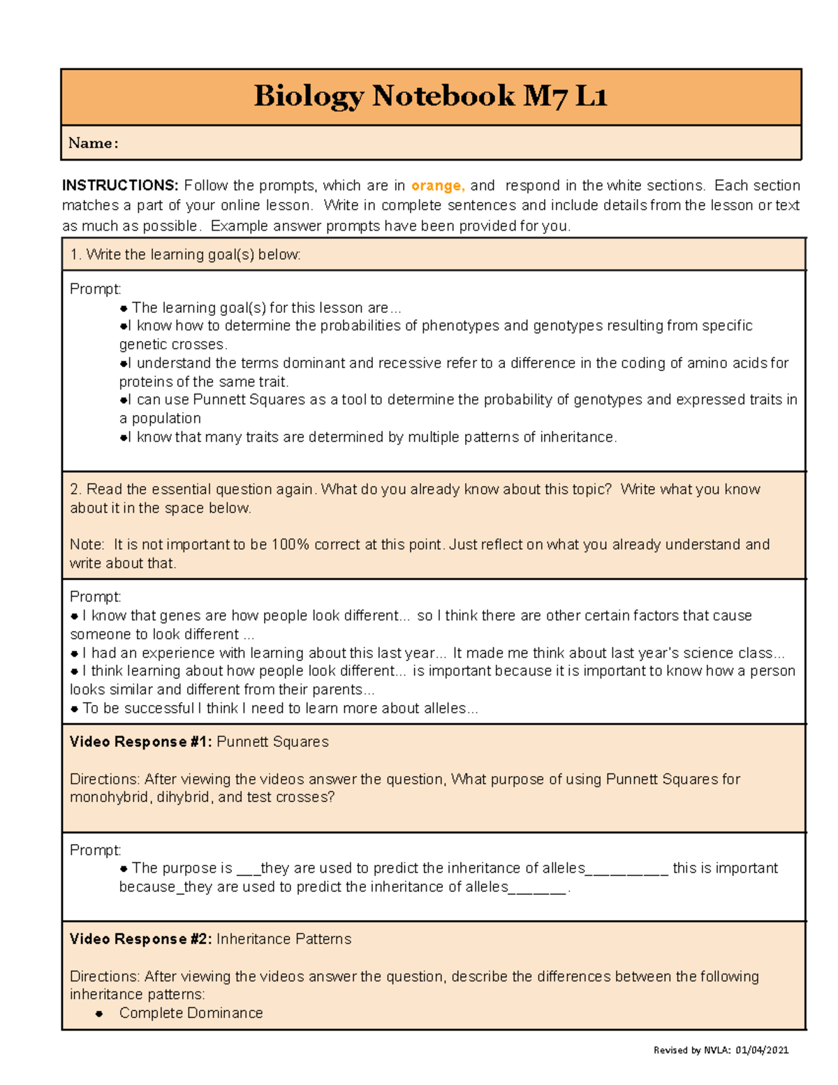Copy of M7L1 Bio Notebook - Biology Notebook M7 L Name: INSTRUCTIONS ...