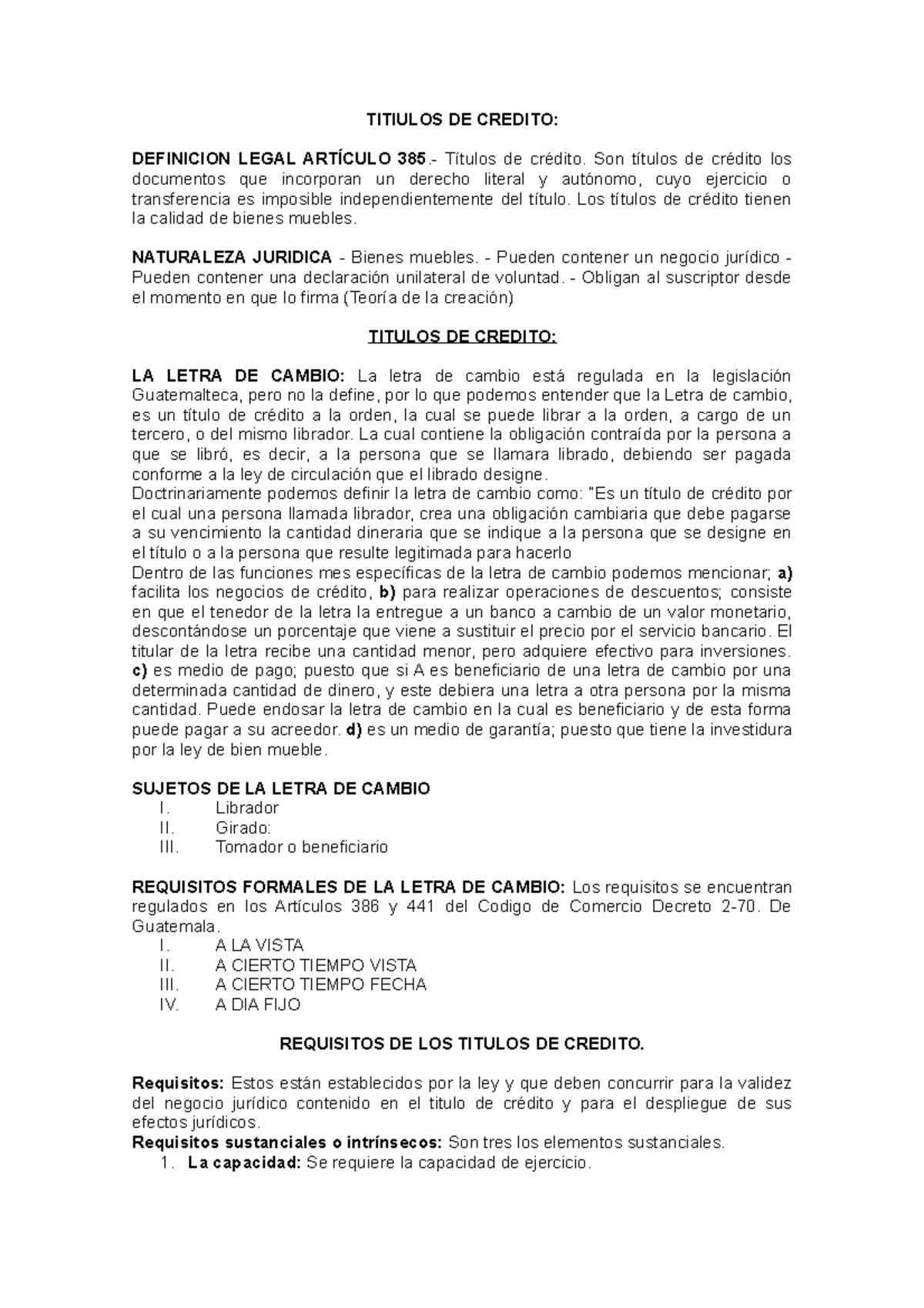 Sintesis Titulos DE Credito - TITIULOS DE CREDITO: DEFINICION LEGAL ...