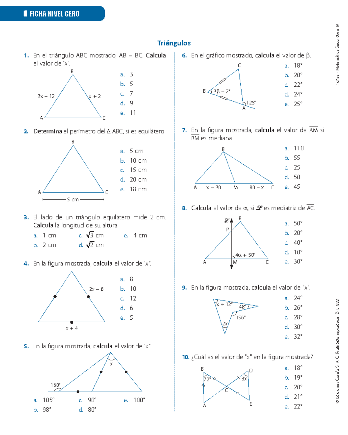 F0 Triángulos - Kukukuuyy - FICHA NIVEL CERO Fichas - Matemática Secundaria IV © Ediciones ...