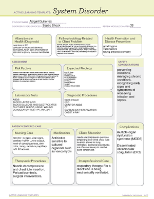 Urosepsis System Disorder - ACTIVE LEARNING TEMPLATES TherapeuTic ...