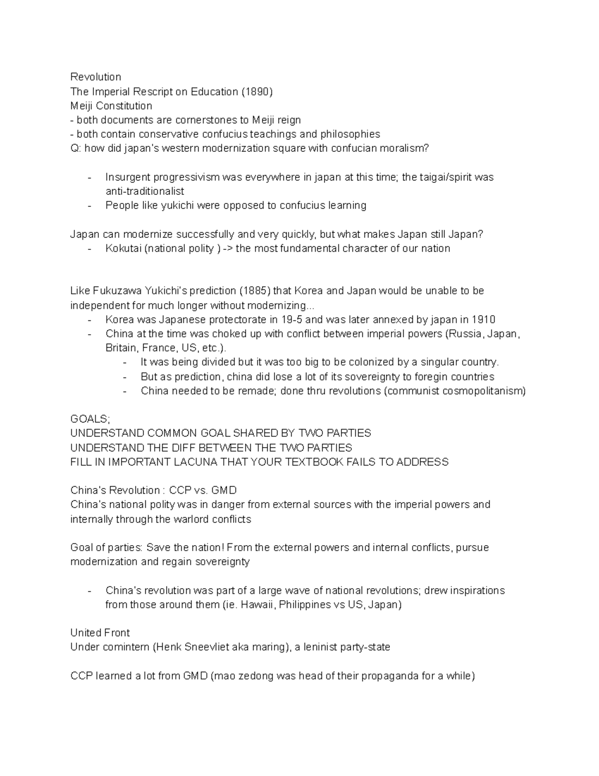 EAS105 WEEK 7 Notes = Revolution - Revolution The Imperial Rescript on ...