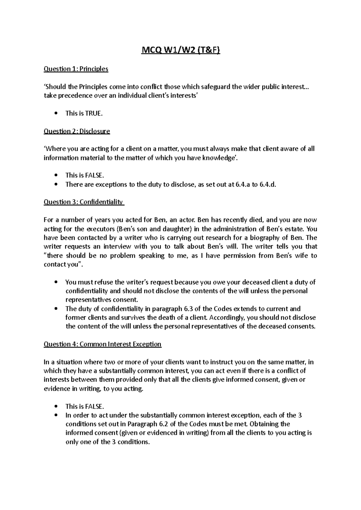 PCR MCQ Questions - MCQ W1/W2 (T&F) Question 1: Principles ‘Should the ...