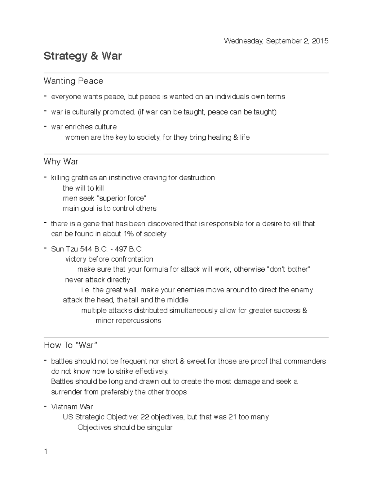 Strategy & War Notes PDF - Strategy & War Wanting Peace - everyone ...