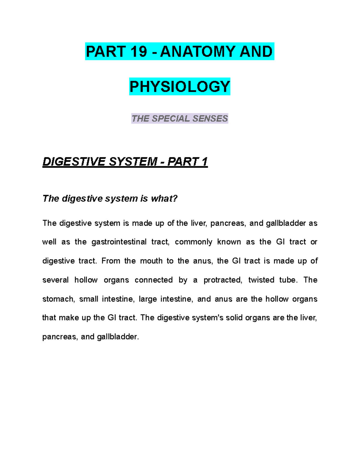 PART 19 - Anatomy AND Physiology - PART 19 - ANATOMY AND PHYSIOLOGY THE ...