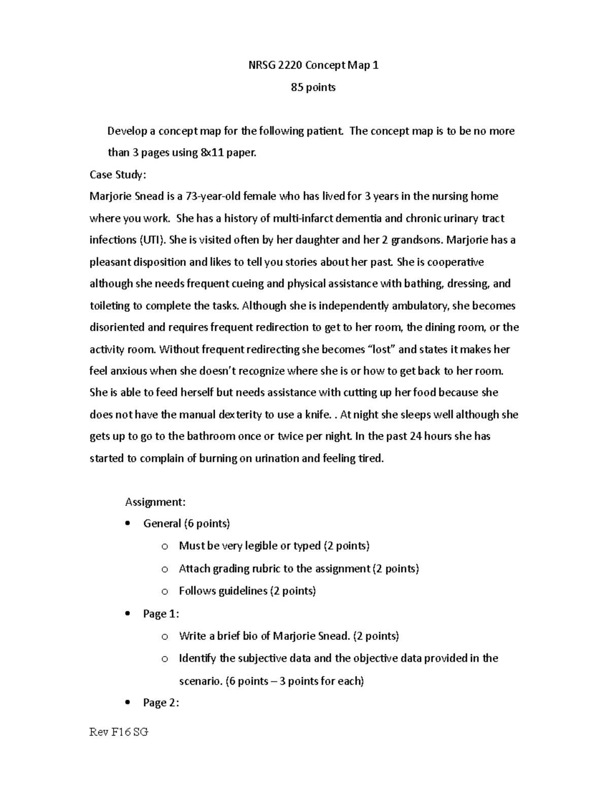 2220 Concept Map 1 FL16 - Nursing With Vulnerable Populations - NRSG ...