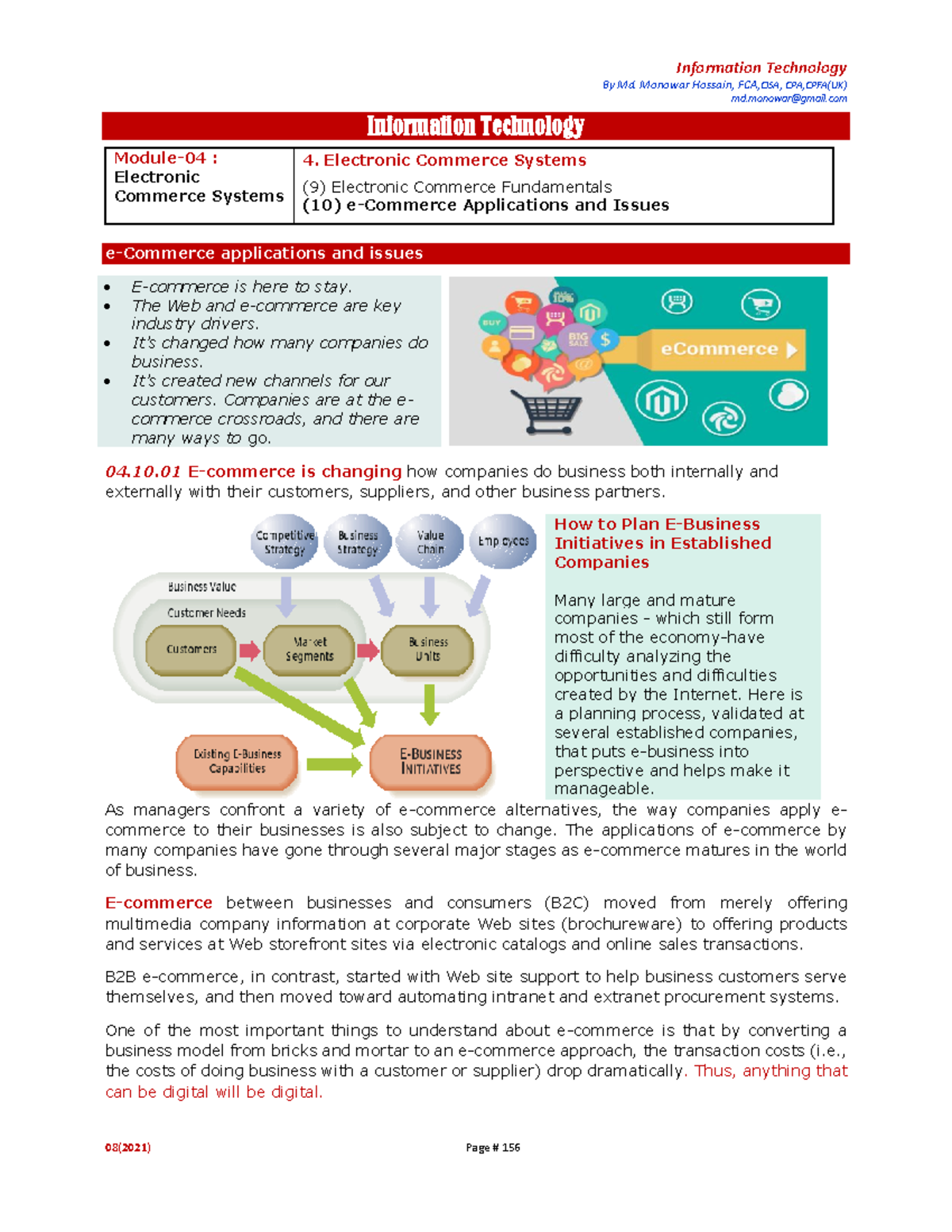 CA(CL) Information Technology 04.10.e-Commerce Applications and Issues ...