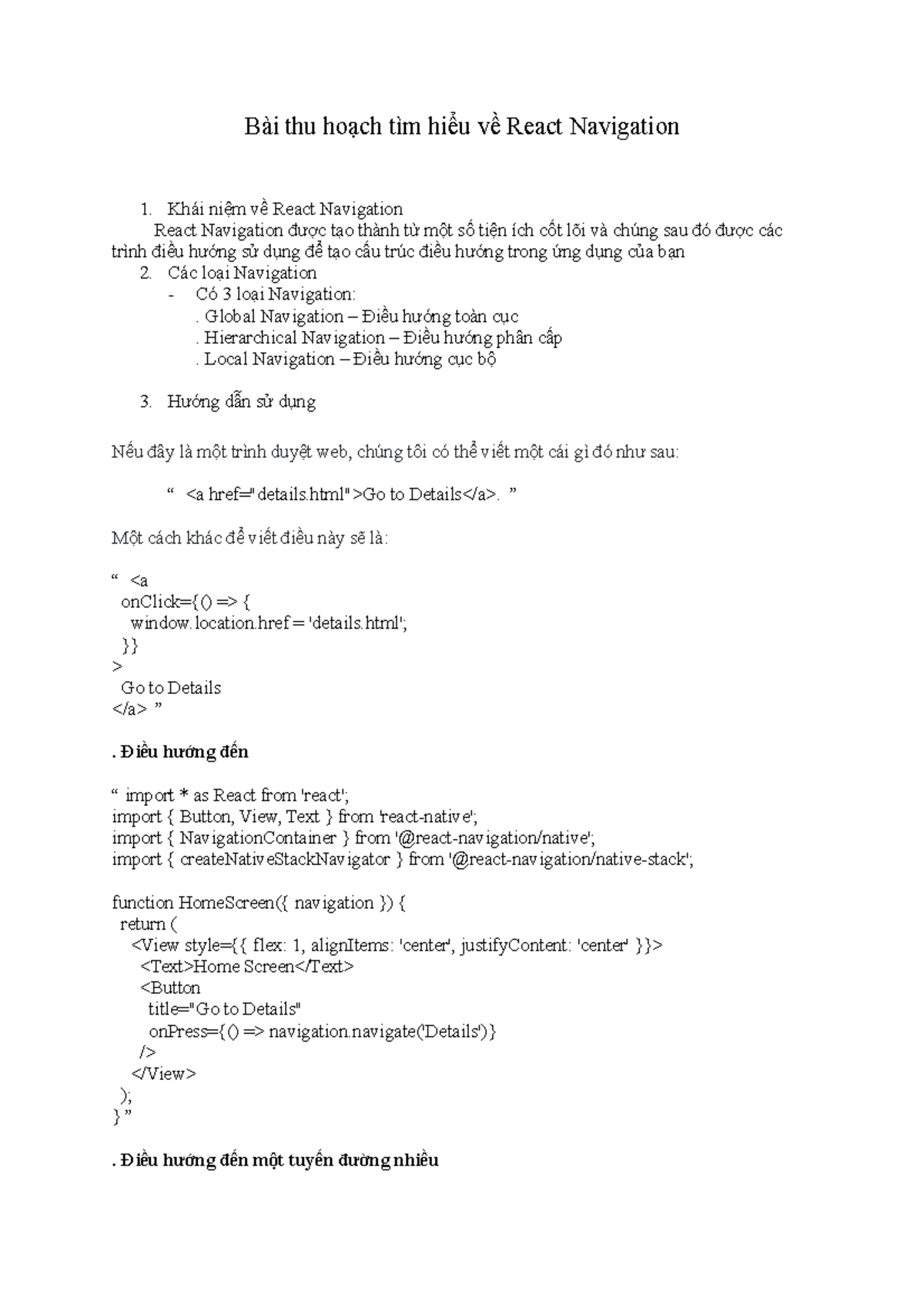 Bt thiet bi di dong - epu - Bài thu hoạch tìm hiểu về React Navigation ...